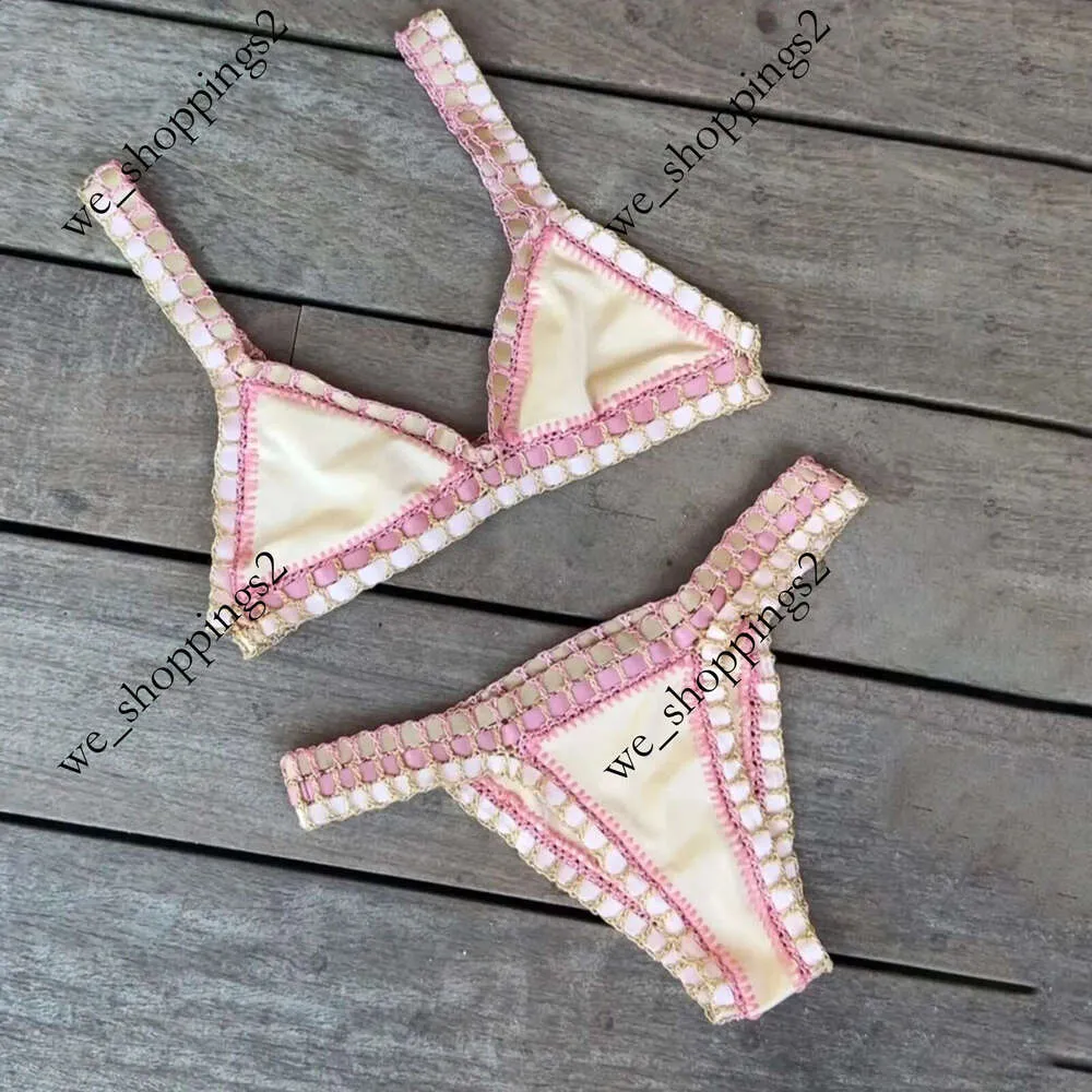 Sexy Pink Crochet Light Pink Bikini Micro Set 2021 Women's Swimwear For ...
