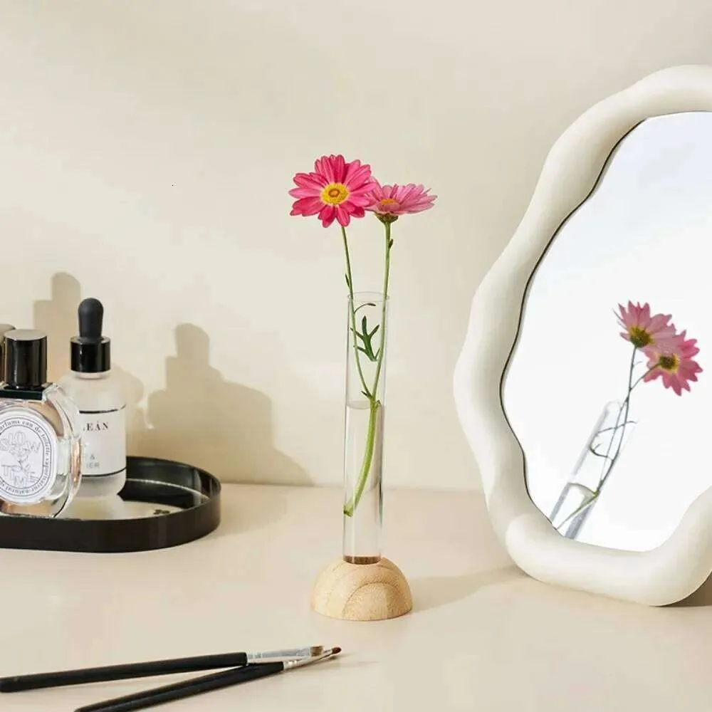 Valentine's Day Hydroponic Flower Vase with Bamboo Base and Ceramic ...