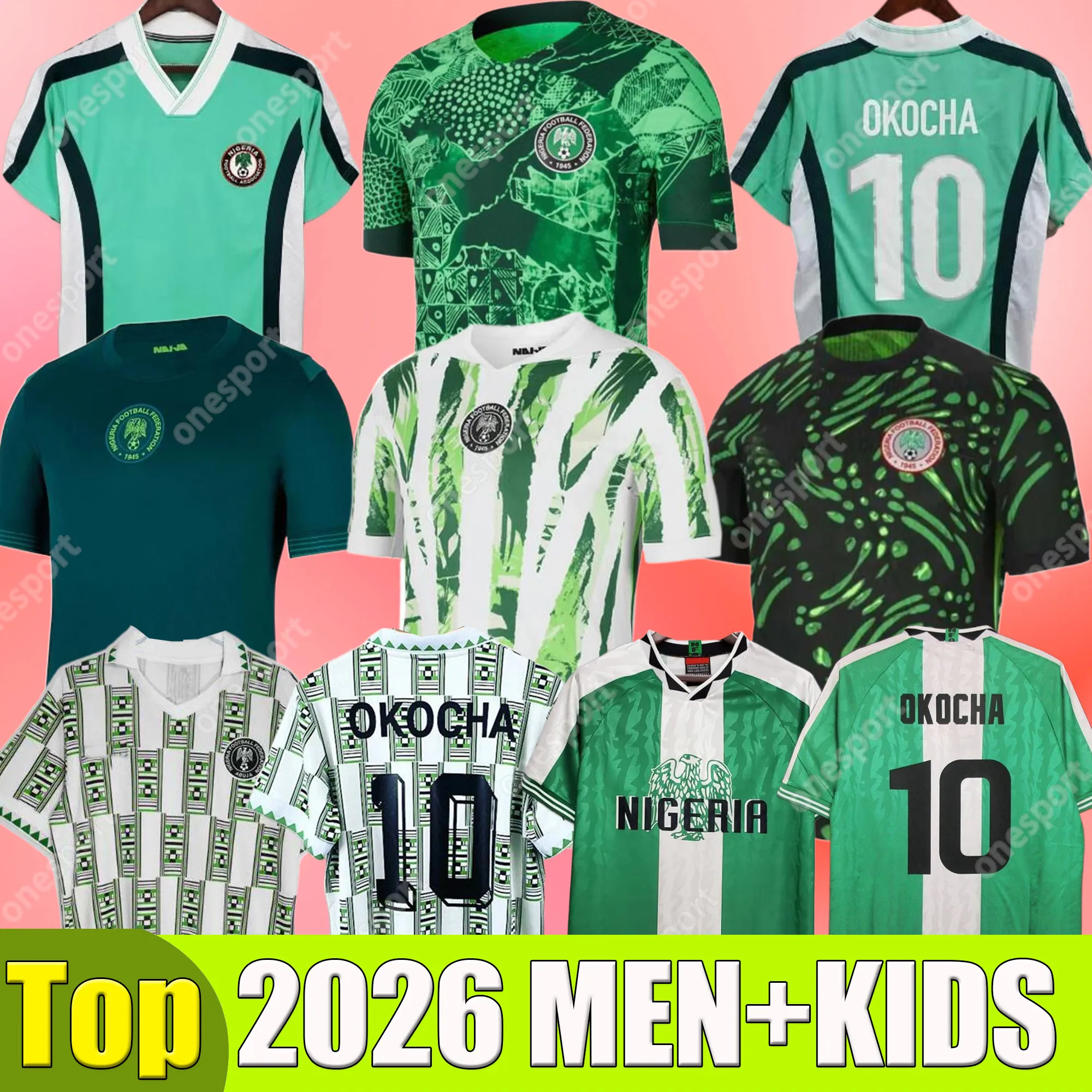 Okocha Nigeria Retro 1994 Home/Away Mexico Soccer Kit Vintage Nwogu ...