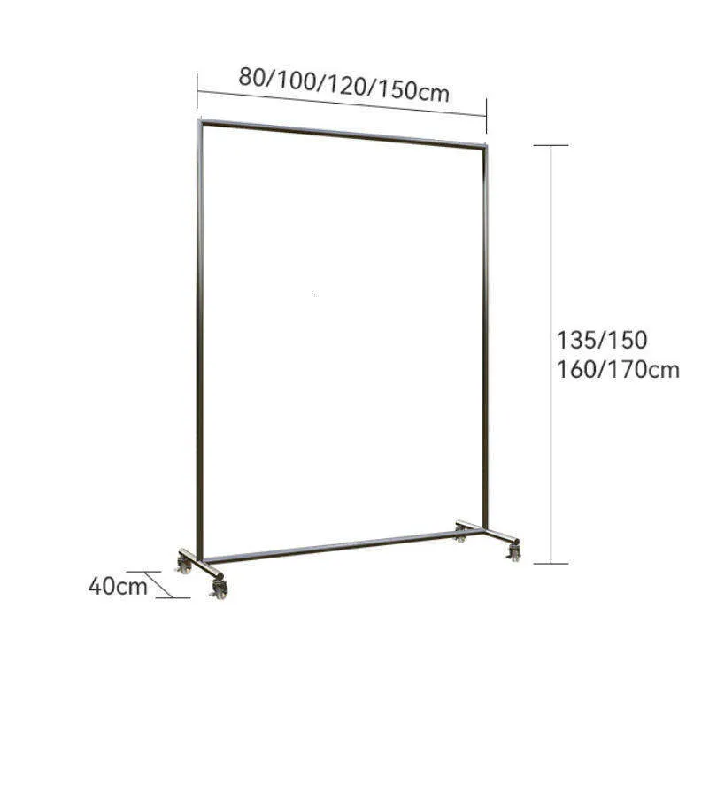 Mobile Floor Standing Clothing Rack With Wheels Heavy Duty Stainless ...