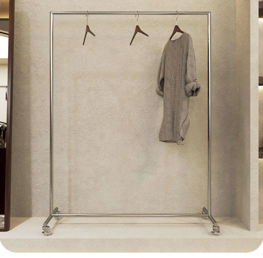 Mobile Floor Standing Clothing Rack With Wheels Heavy Duty Stainless ...