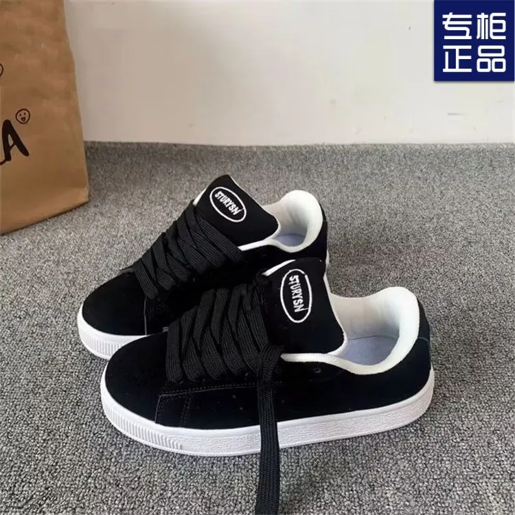 Ddmybagsvip Flat Versatile Leather Sneakers for Women with Buckle Strap ...