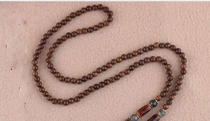Vintage Wood Bead Necklace Boho Handmade Long Wooden Sweater Chain ...