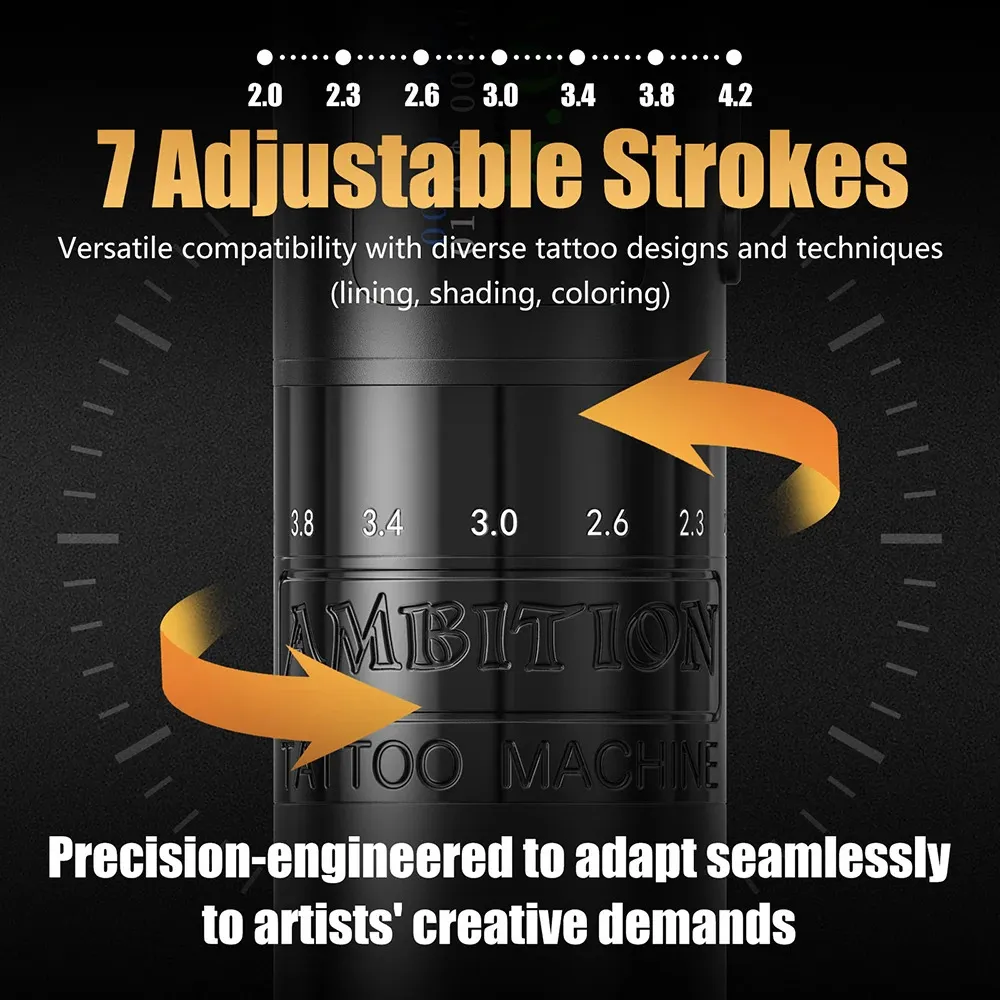 Ambition C1 Adjustable 7 Strokes 20-42mm Wireless Tattoo Machine ...