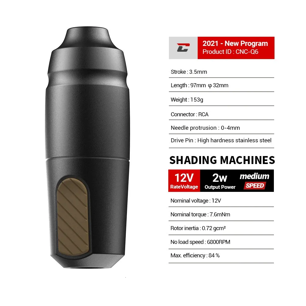 CNC Q6 Ergonomic Grip Short Tattoo Pen Electric Coreless Motor High ...