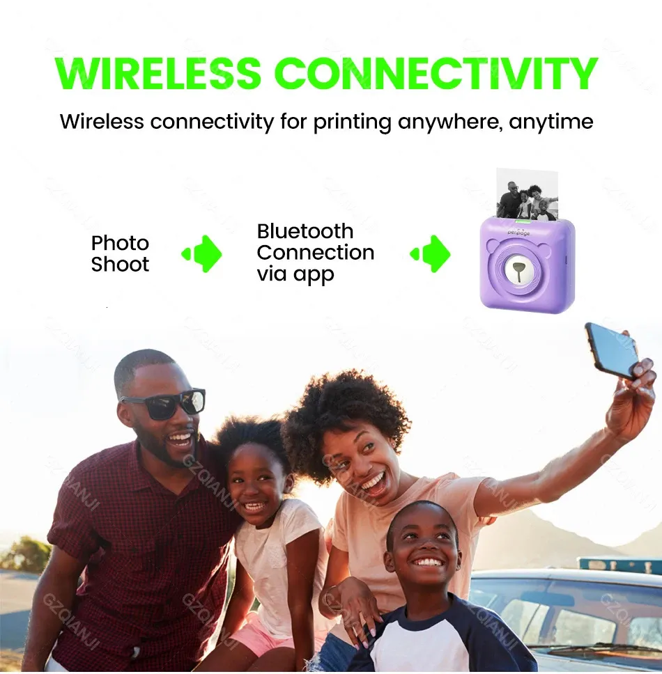 Peripage A6 304DPI Mini Laser Card Printer Bluetooth Portable Wireless ...