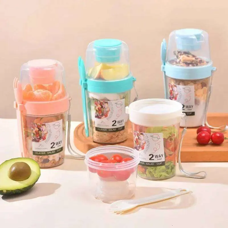 Portable Snack Containers Wood Breakfast Cups with Lids and Forks for ...