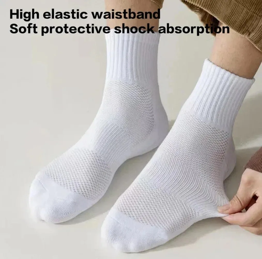 Mens Thick Bottom Sweat Absorbing Breathable Sports Socks with Bottom ...