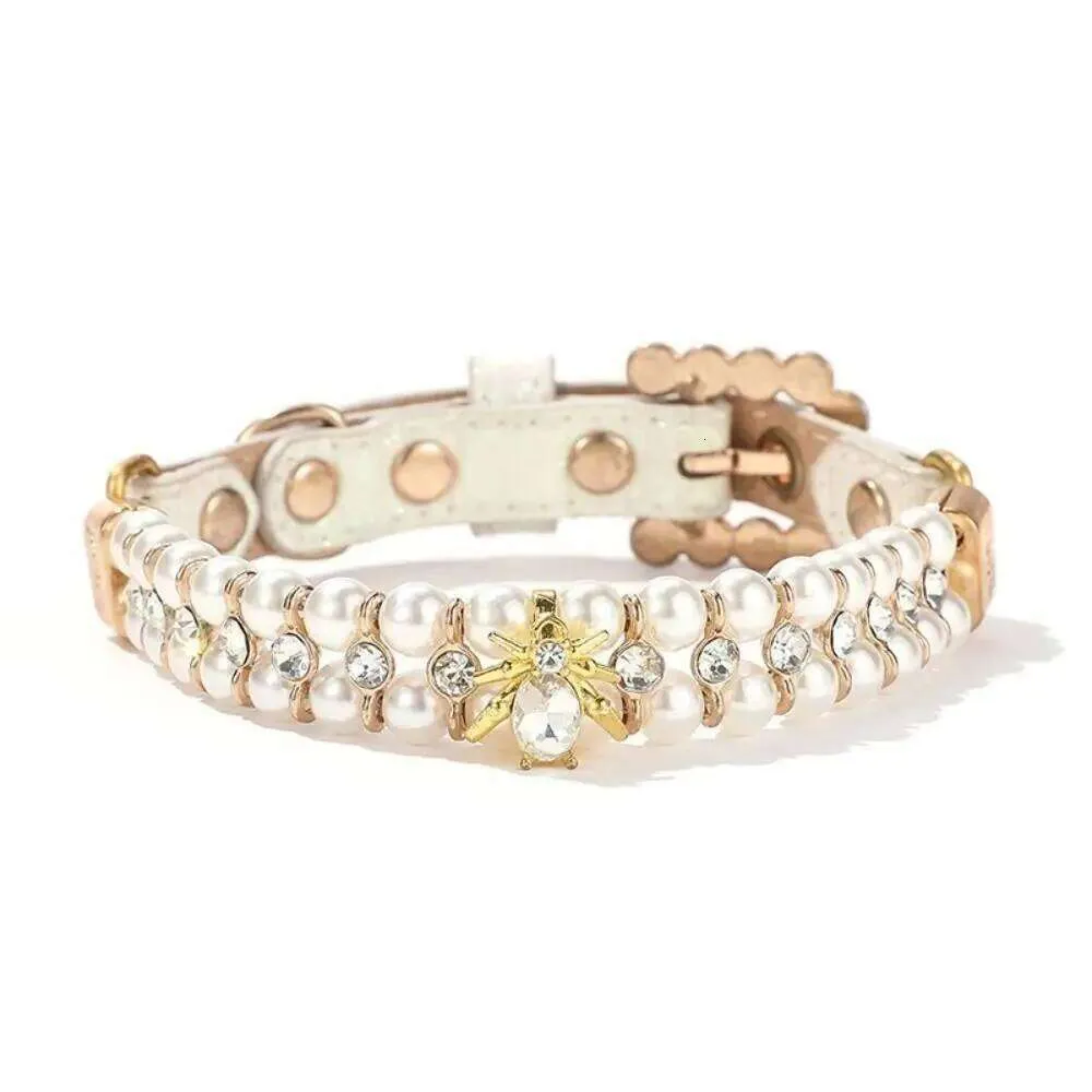 Adjustable Dog Pearl Collar Canvas Rhinestone Neck Strap with Buckle ...
