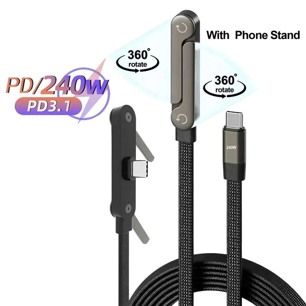 240W Foldable Braided Type-C to USB-C Fast Charging Cable for iPhone X ...