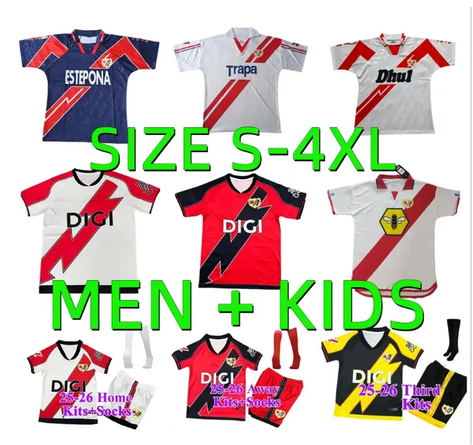 24 25 Rayo Vallecano Retro Soccer Jersey JAMES, FALCAO, SANTI, COMESANA ...