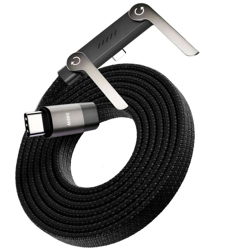 240W Foldable Braided Type-C to USB-C Fast Charging Cable for iPhone X ...