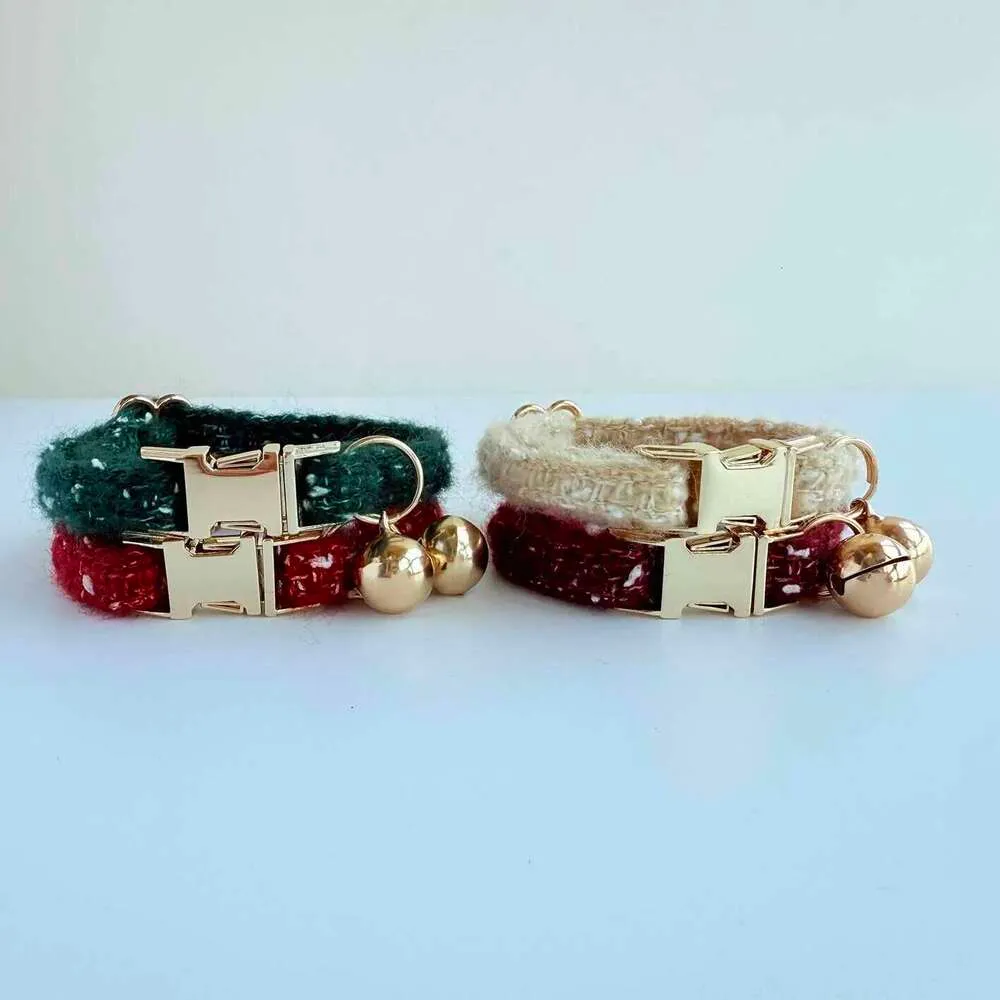 Personalized Custom Name Christmas Colors Warm Soft Canvas Cat Collar ...