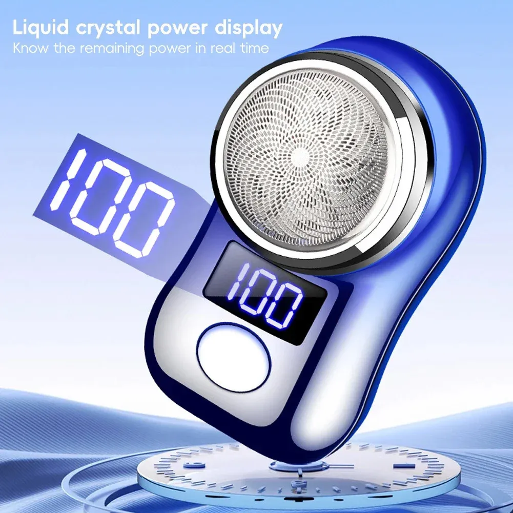 Men's Rechargeable Portable Electric Shaver with Stainless Steel Blades ...