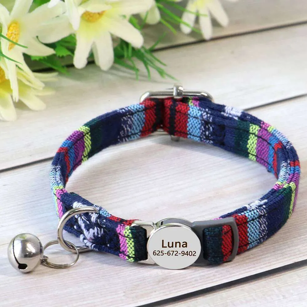 Custom Nylon Cat Collar Adjustable Small Dog Collars with Quick Release ...