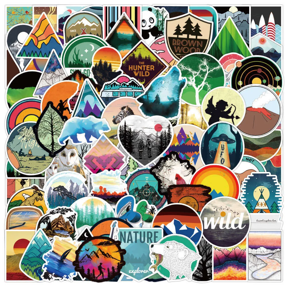 100 Sheets Large Plush Waterproof Outdoor Scenery Graffiti Stickers ...