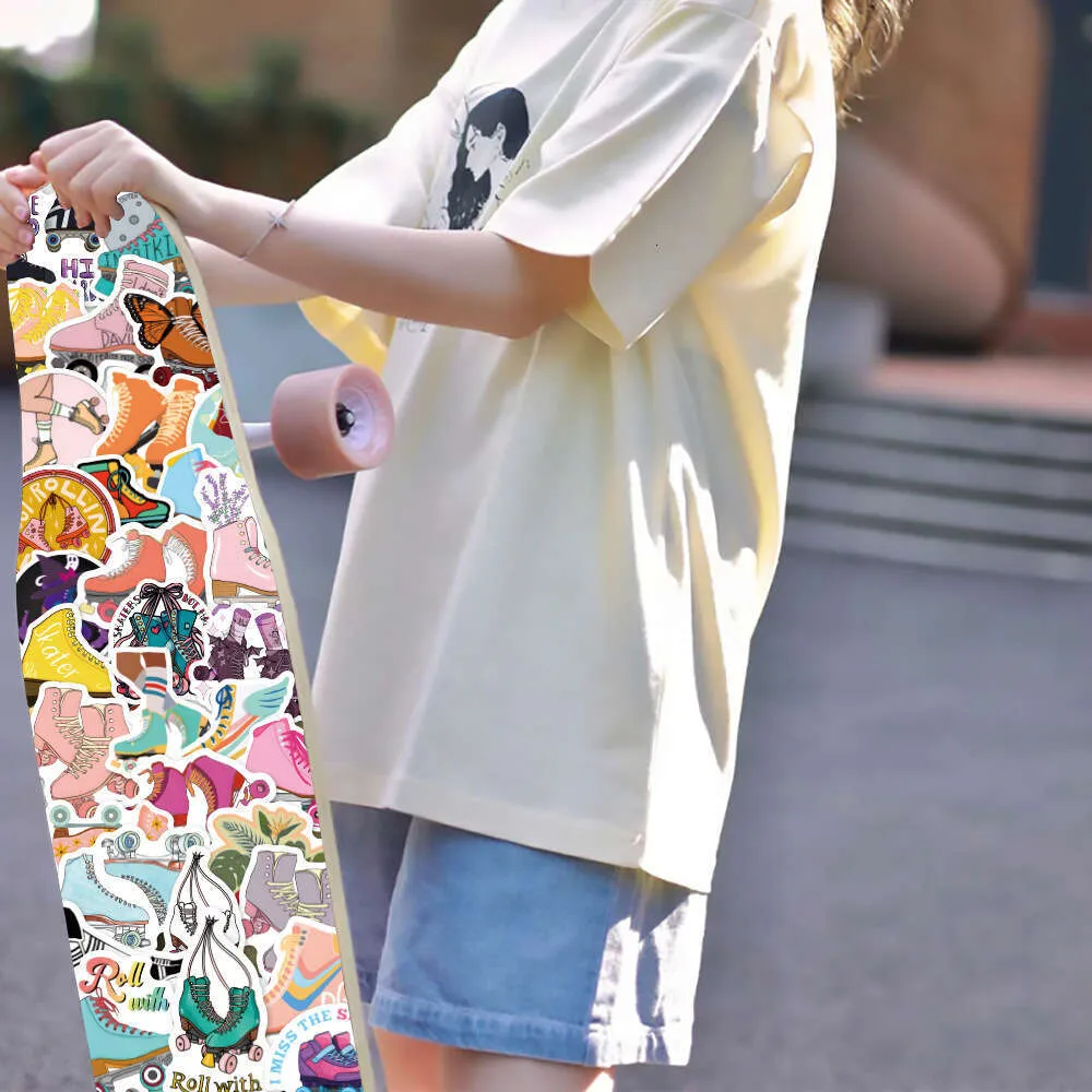 60 Sheets Plush Roller Skate Cartoon Graffiti Waterproof Stickers for ...