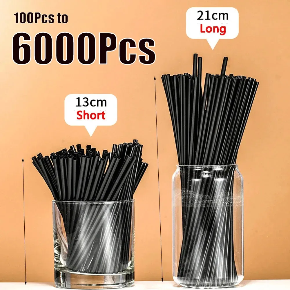 Black Plastic Flexible Drinking Cocktail Straws 5 Inch for Wedding Tea ...