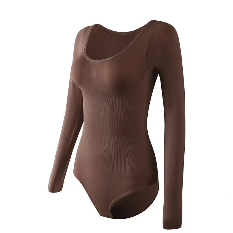 Plus Size Long Sleeve Postpartum Hip Lift Seamless Bodysuit Shapewear ...