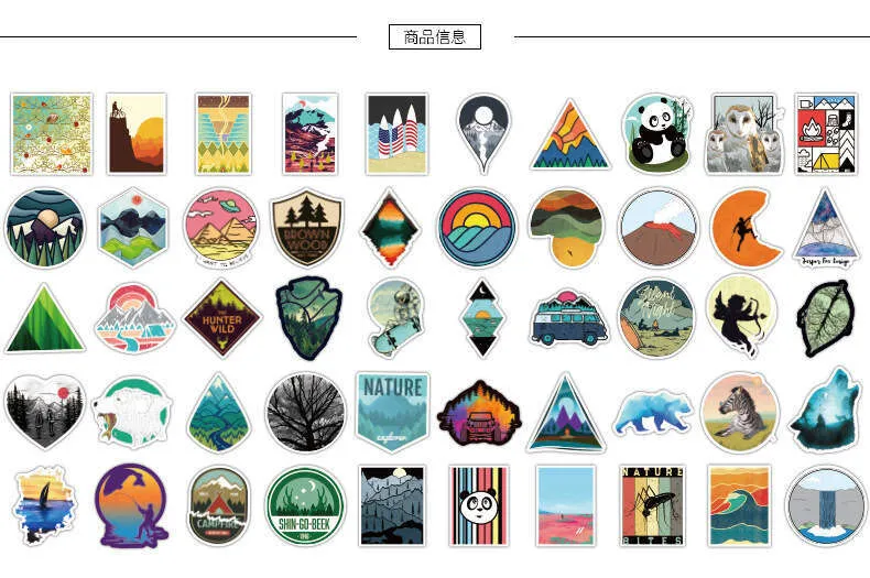 100 Sheets Large Plush Waterproof Outdoor Scenery Graffiti Stickers ...
