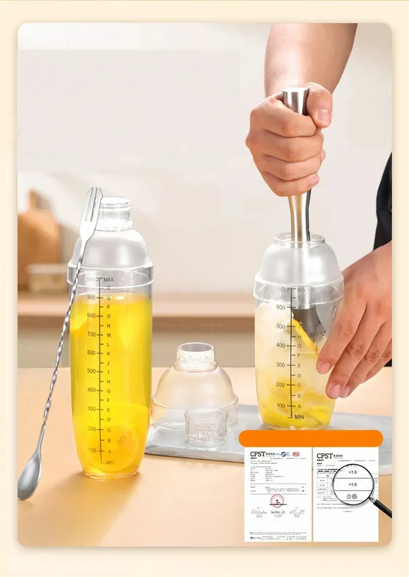 Cocktail Shaker Cup with Measurement Scales 350/500/700/1000 ml ...