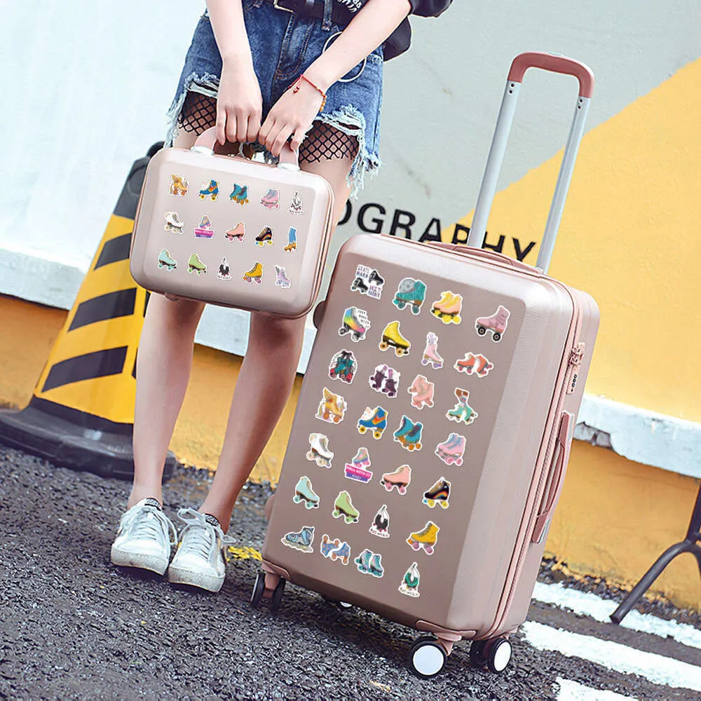 60 Sheets Plush Roller Skate Cartoon Graffiti Waterproof Stickers for ...