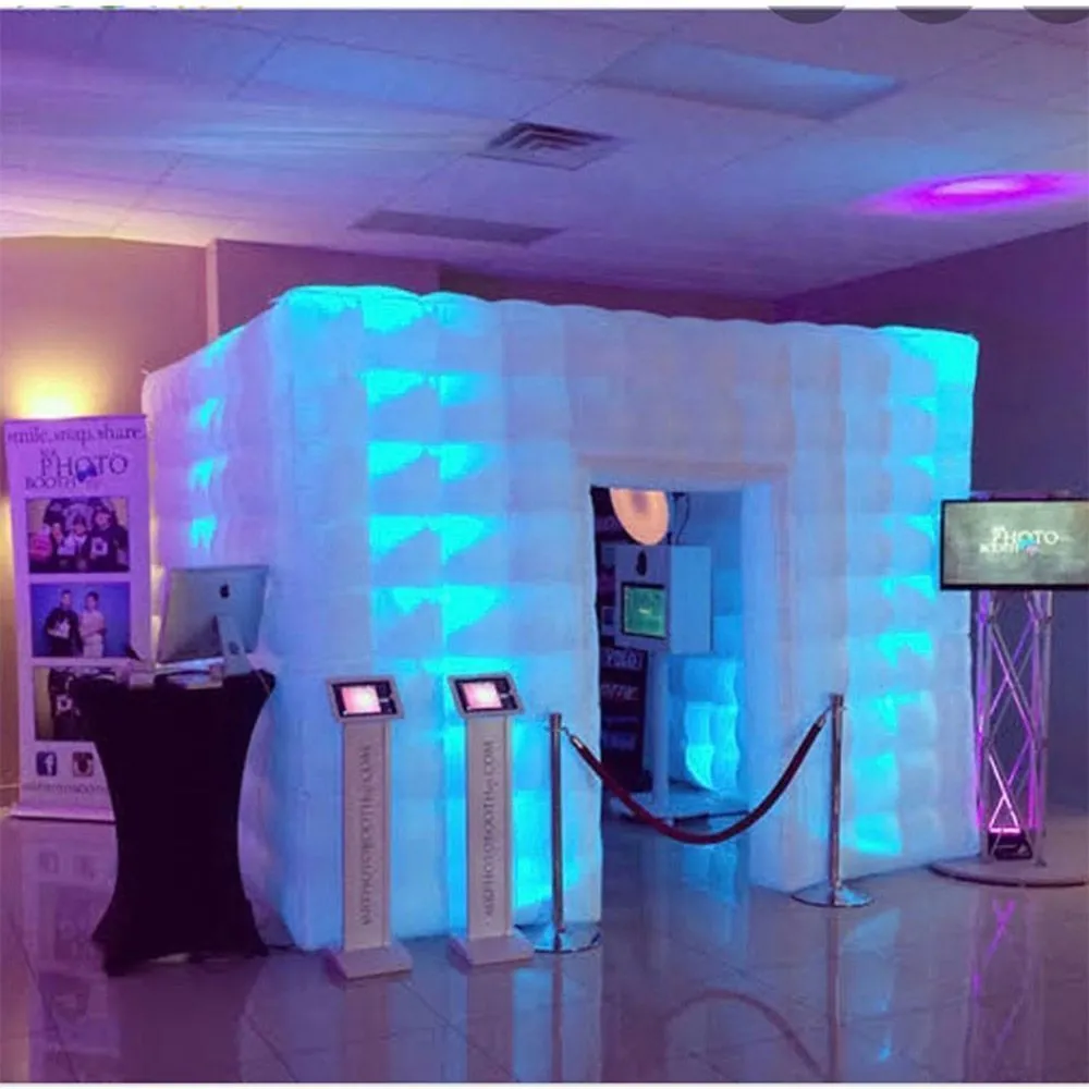 5x16.5x10 ft 5x5x3 m Inflatable White Cube Photo Booth Tent with LED ...
