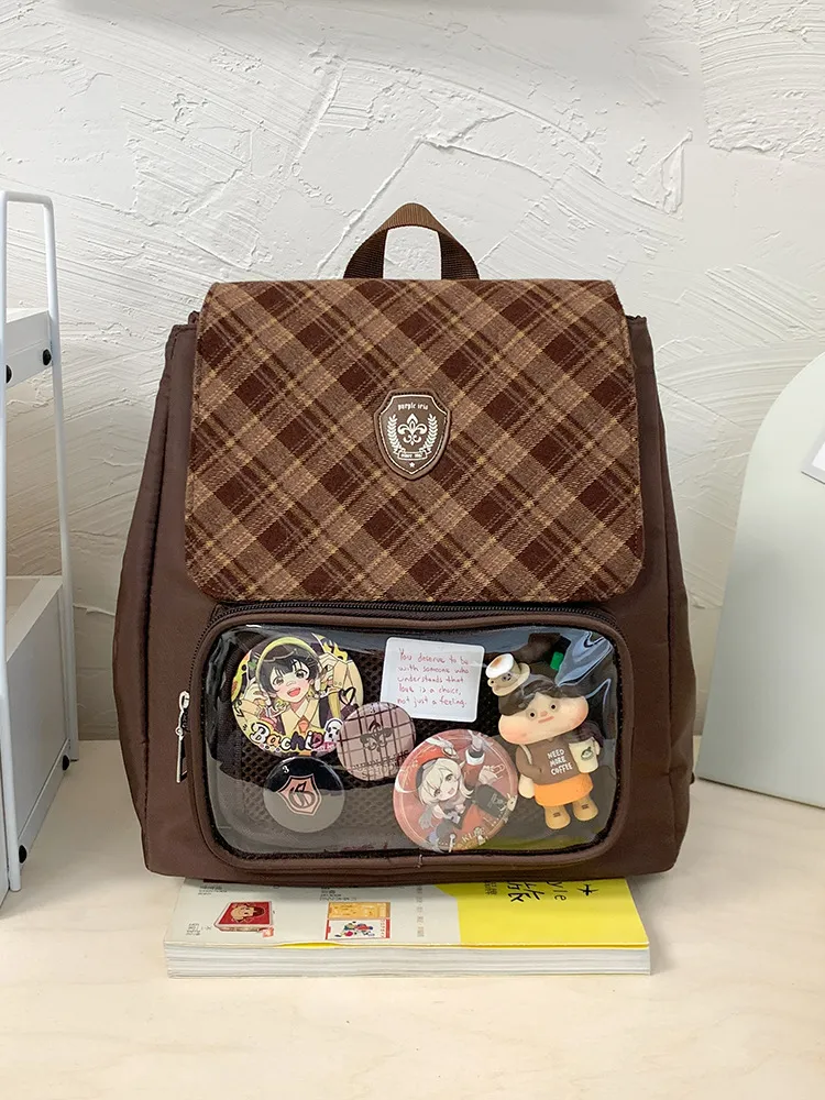 Unisex Flip Plush Backpack Small Size PU Nylon Cartoon Animal Pattern ...