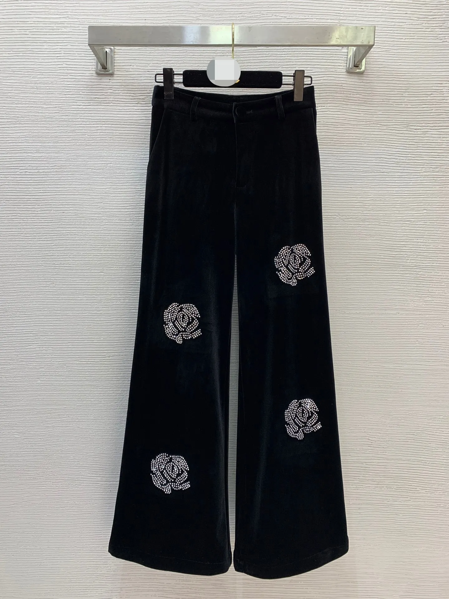 Velvet winter jacket and high waist velvet pants set in black with ...