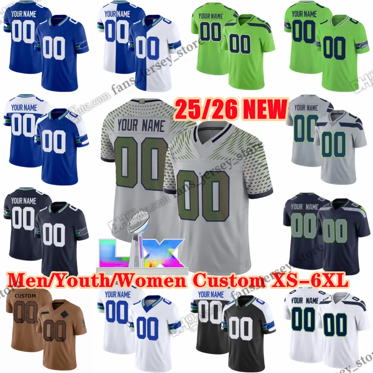 Custom Football Jerseys XS 6XL DIY 2026 Super Bowl... From Fans_jersey ...