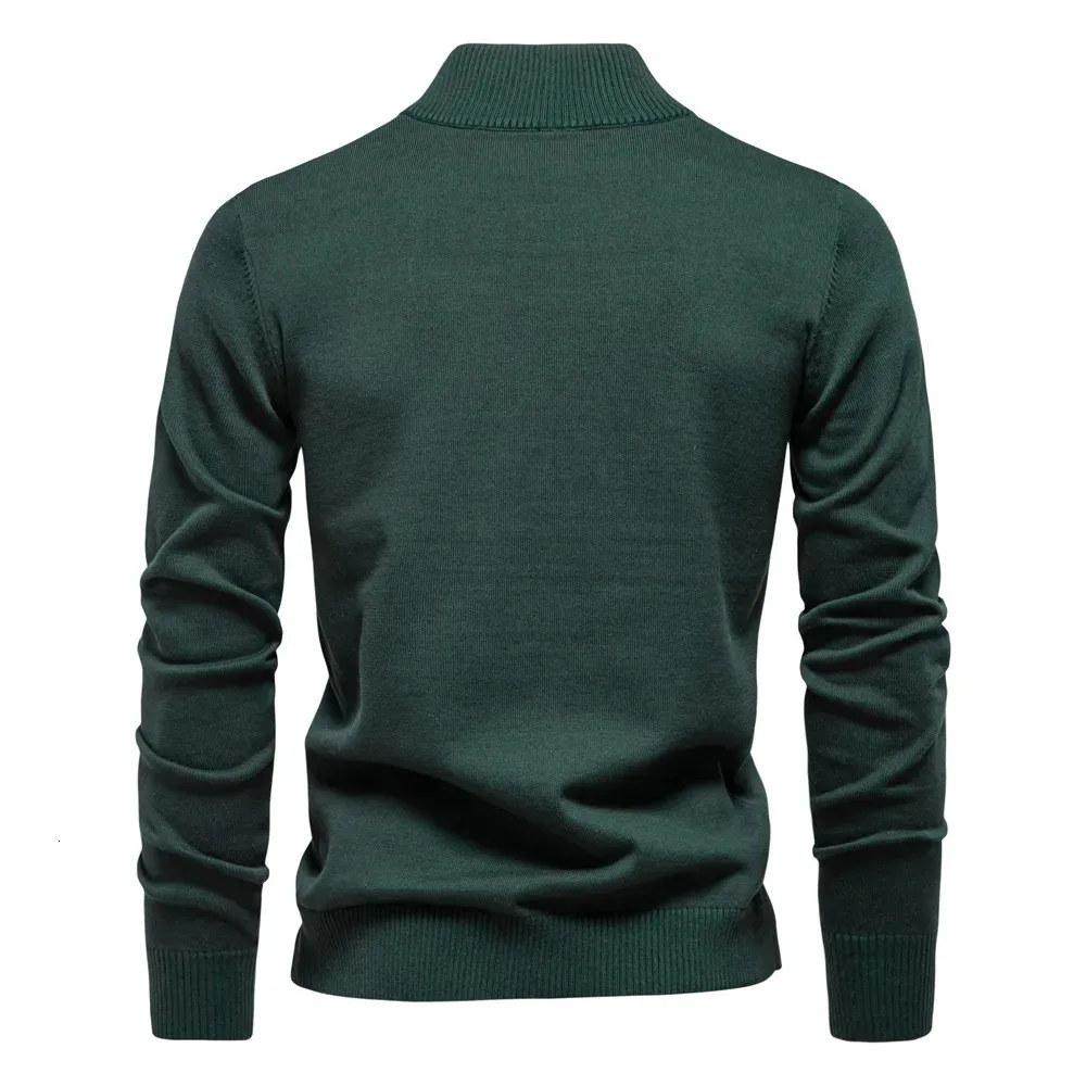 Mens Cotton Mock Neck Pullover Sweater Solid Color Short Length Loose ...