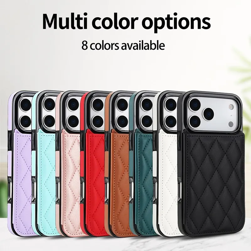 Luxury Faux Leather Wallet Case for iPhone 17 and 14 Pro Max Plus with ...