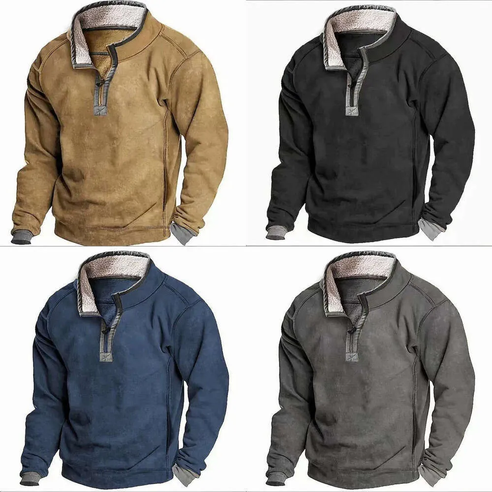 Hoodies Sweatshirts Tracksuits Solid Color Casual Stand-Collar Pullover ...