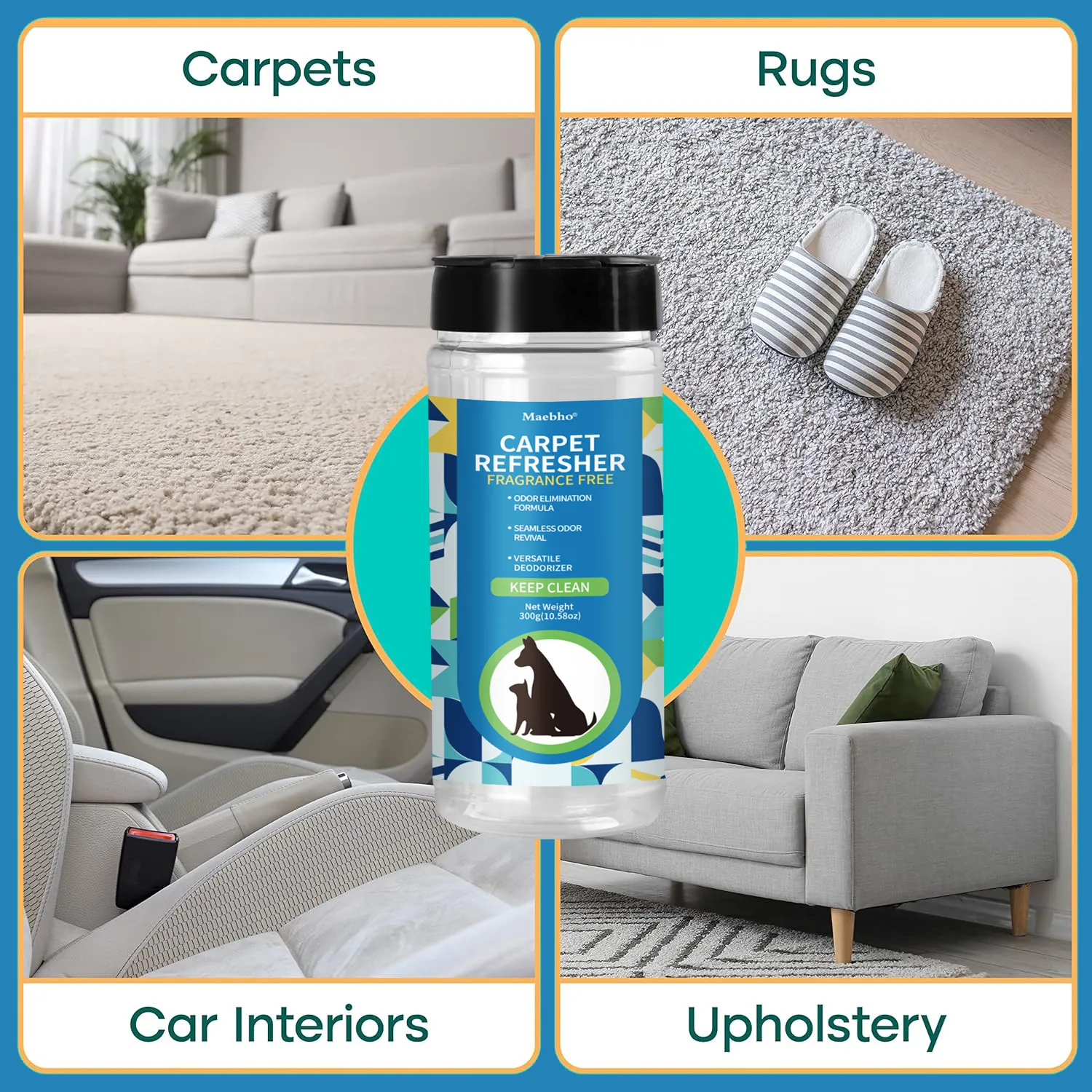 Non-Toxic Pet Freshener Multi-Purpose Dry Cleaner for Animal Hair and ...