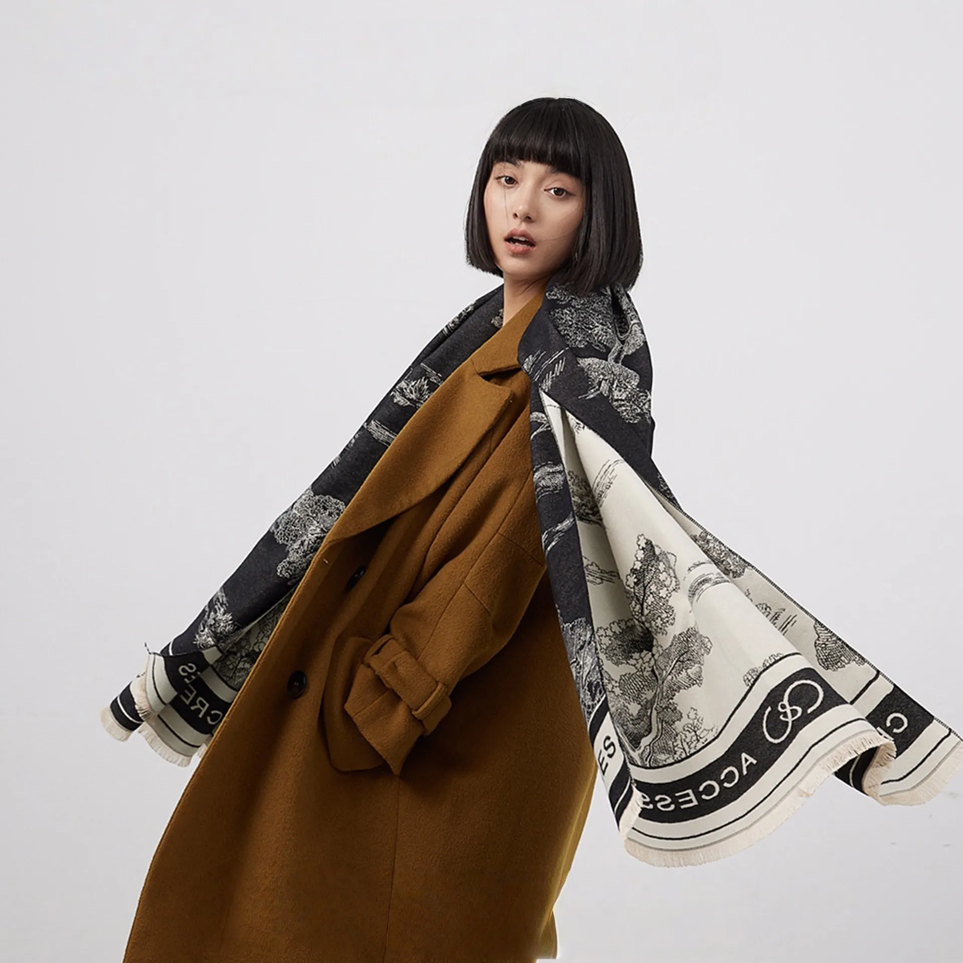 Designer Womens Imitation Cashmere Scarf Thick Warm Long Shawl For ...