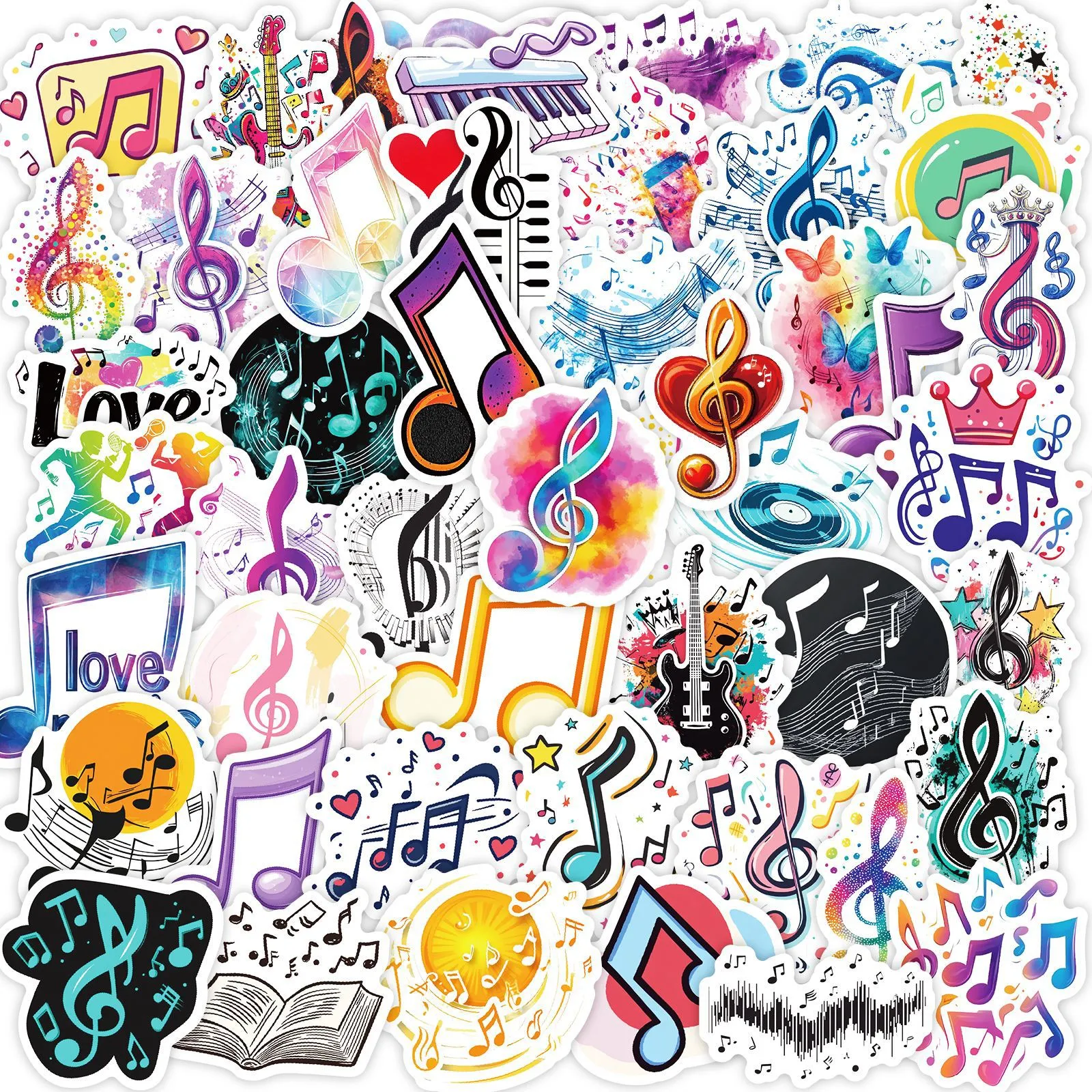 50 Cartoon Graffiti Music Note Stickers Waterproof Vinyl PVC 1.6-2.8 in ...