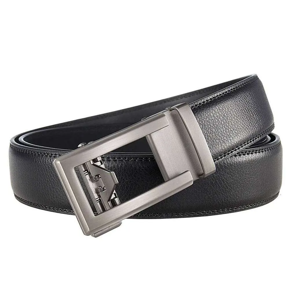 Men's Genuine PU Leather Adjustable Ratchet Belt with Copper Automatic ...