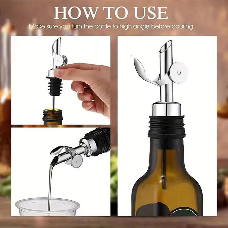 304 Stainless Steel Olive Oil Stopper Cap Dispenser Spout Metal Pourer ...