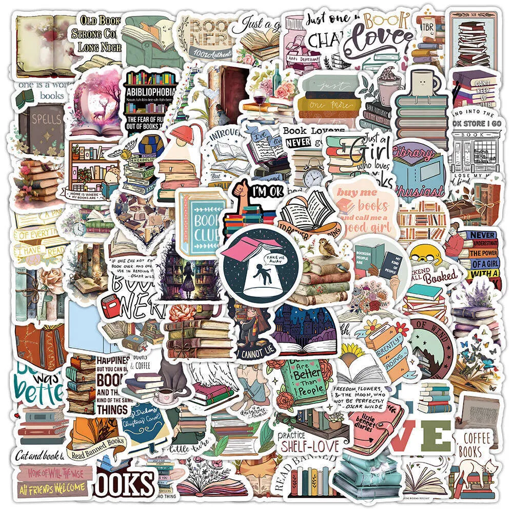 100 Sheets Plush Reading Cartoon Graffiti Waterproof Stickers Set for ...