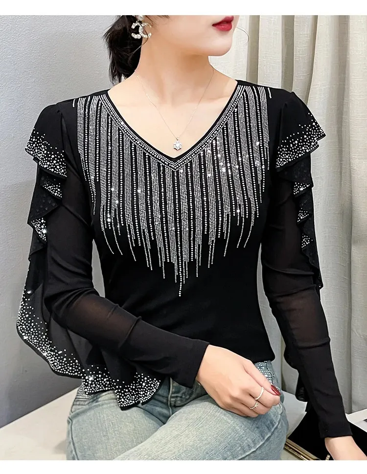 2026 Spring Summer V-Neck Mesh Bodycon Slimming Top Women 100% Cotton ...