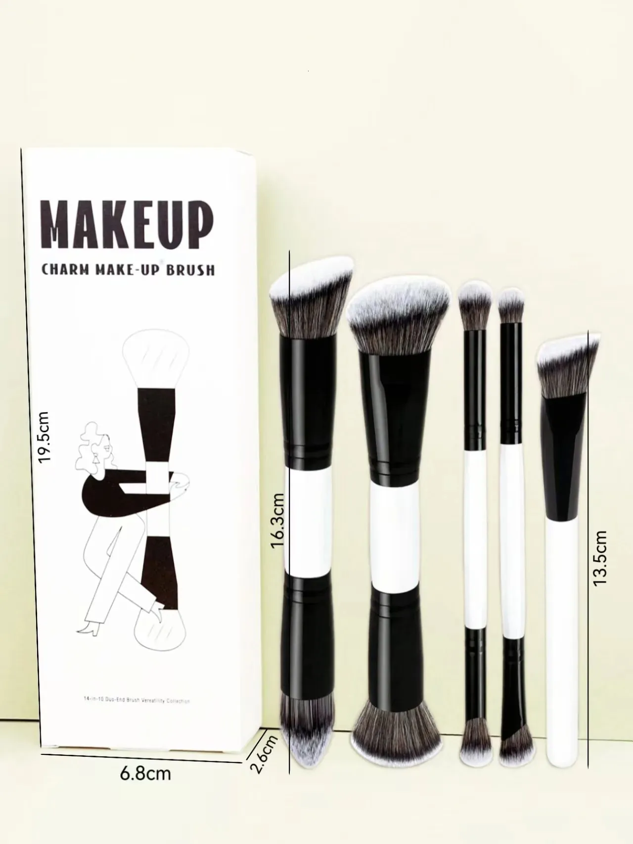 2/3/4/Makeup Brush Set with Dual Foundation and Contour Brushes ...
