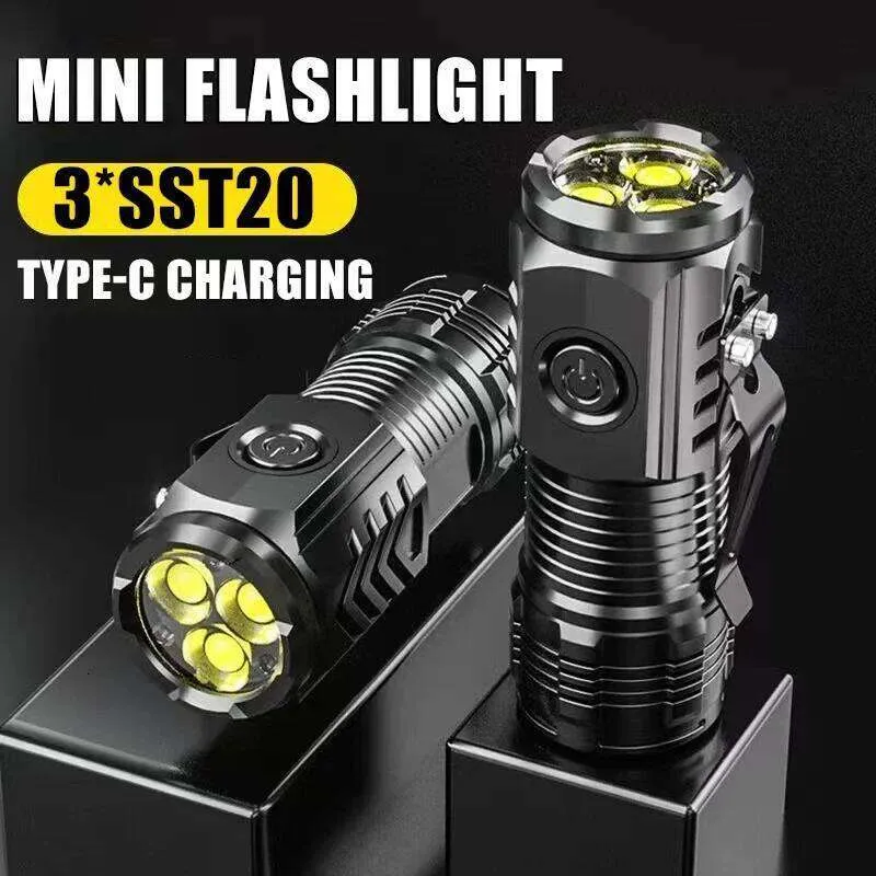 Flash torch flashlight 3LED 600lm Portable Mini Rechargeable Fishing ...