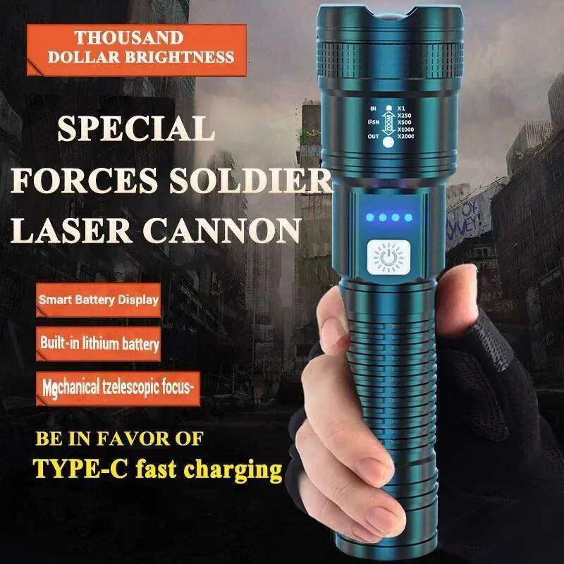 LED Fishing Flashlight with Built-in 1200mAh Battery, Blue Light ...
