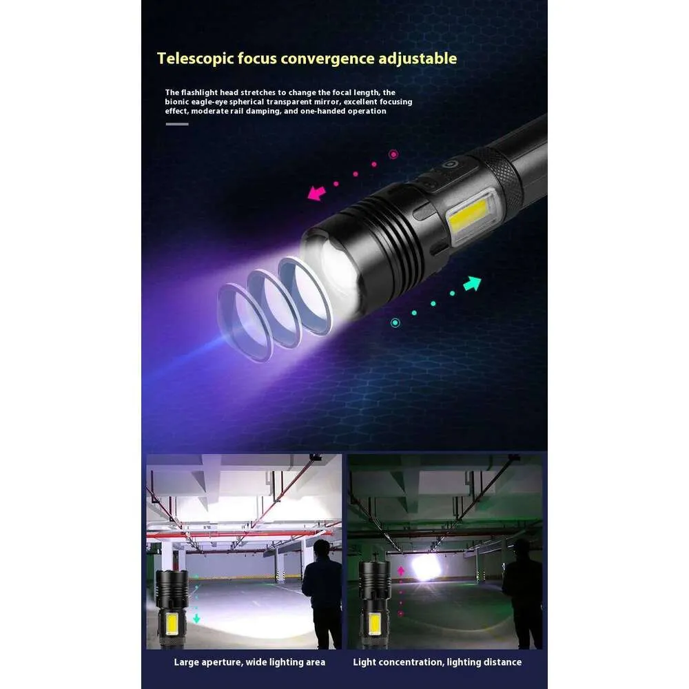 Powerful Blue LED Rechargeable Fishing Flashlight 1200 Lumens 12H ...