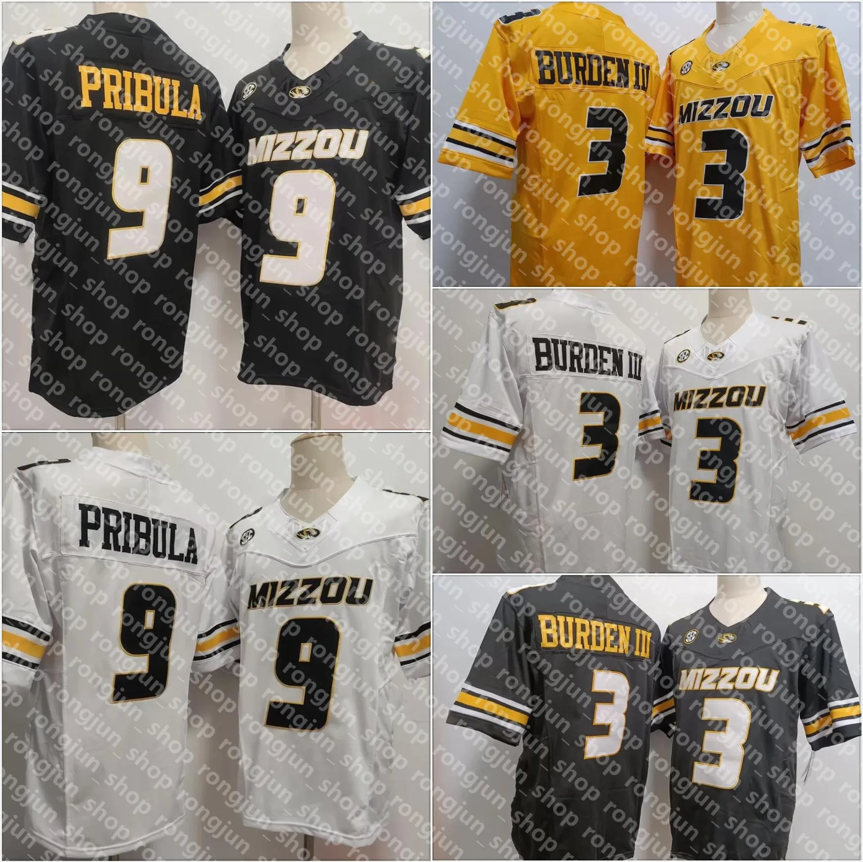 9 Beau Pribula Jerseys Football College Missouri Tigers Men Polyester ...