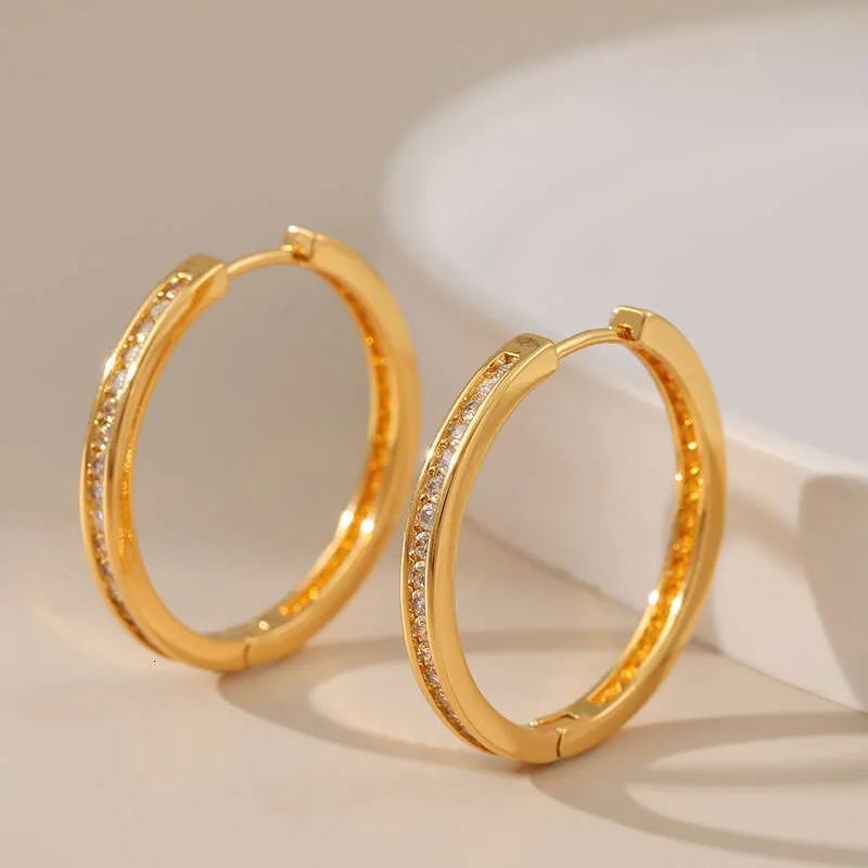 Minimalist Classic Hoop Earrings with Zircon Inlay, Brass and Copper ...