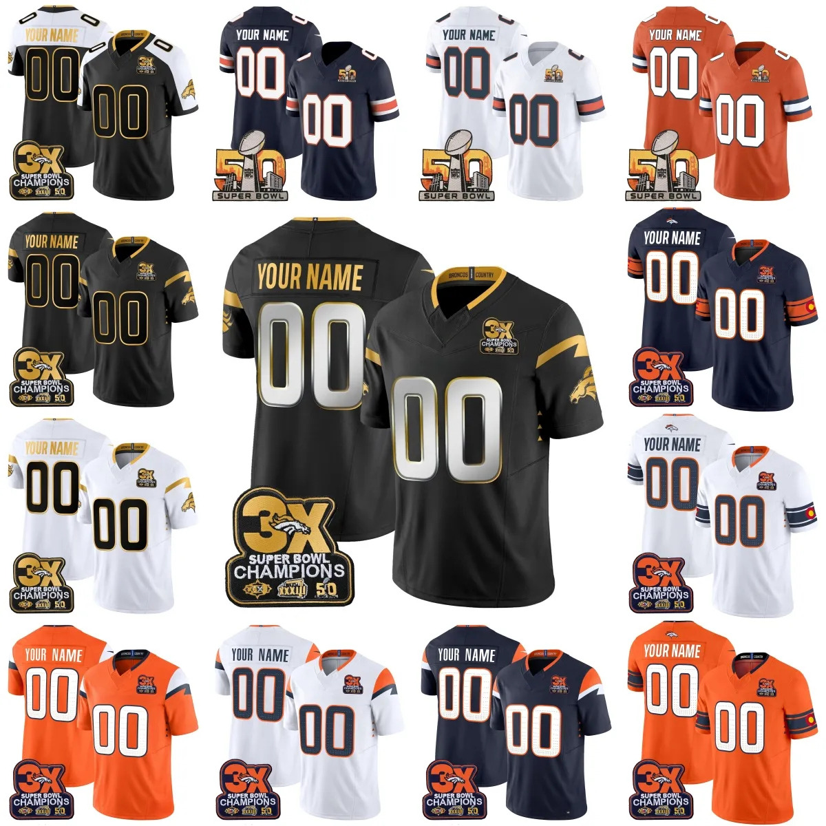 Super Bowl 2026 Football Jersey 10 Bo Nix 2 Patrick Surtain II 14 ...