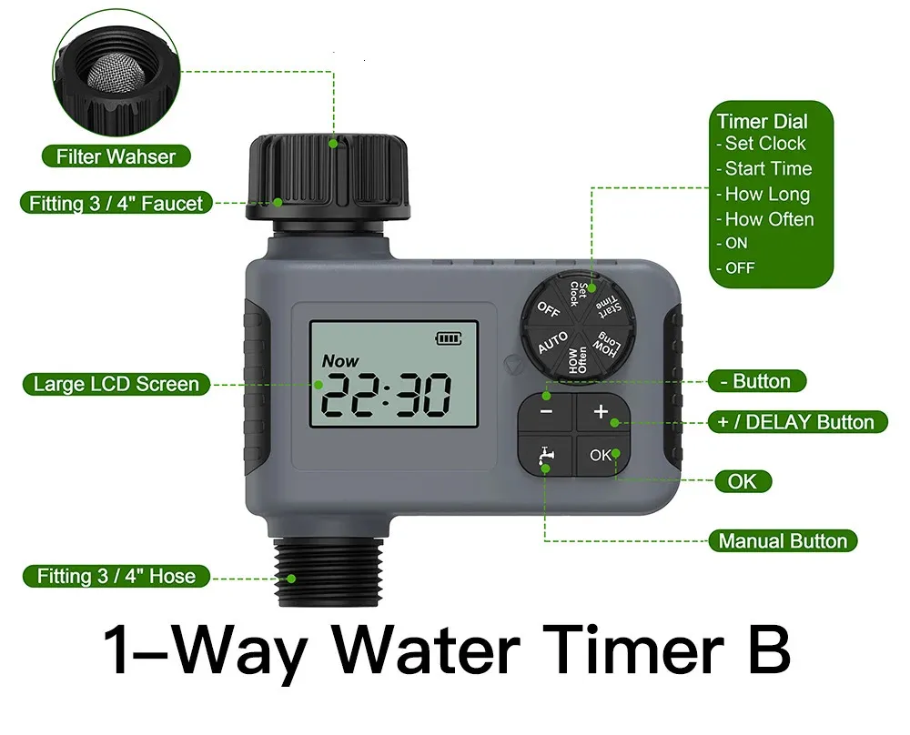 Garden Sprinkler Timer 1/2 Inch Outlet IPX5 Programmable Irrigation ...