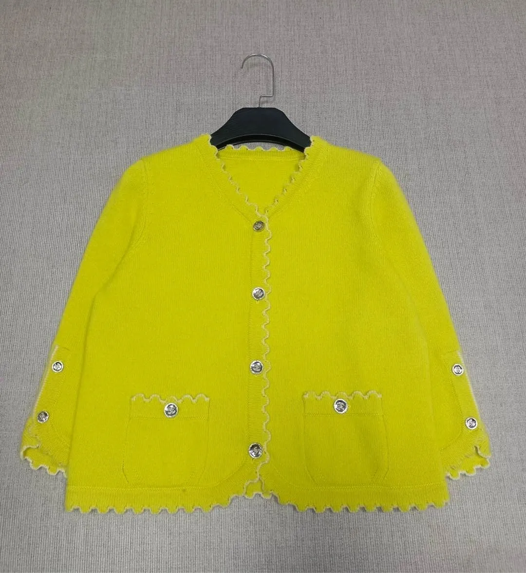 Color Block Cardigan Sweater Wool 100% Cashmere Round Neck Half Sleeve ...