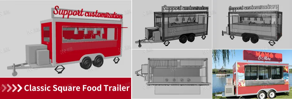 Food Trailer Stainless Steel Outdoor Street Food Cart Mobile Kitchen ...